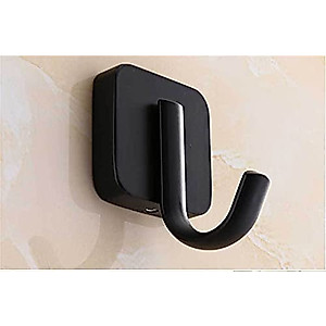 EYHLKM 1 Pcs Stainless Steel Towel Hook Black Matted Kitchen Clothes Hanger Hook Wall Mounted Towel Hooks for Bathrooms Robe Hook Black