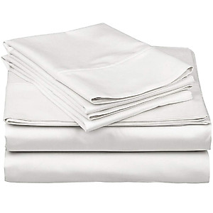 Egyptian Cotton Factory Outlet Store 21 Inches Extra Deep Pocket - 1000 Thread Count Egyptian Cotton Four (4) Piece Bed Sheet Set, 1000Tc, Queen, Solid White