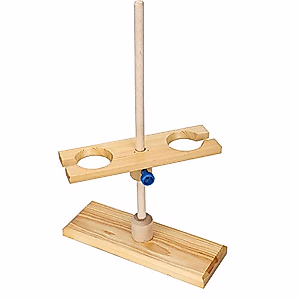 Funnel Stand, 2 Holes Wooden Separating Funnel Stand Holder Adjustable Height Funnel Rack for School Laboratory Experiment Fixing Accessories