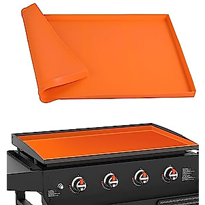 28" Griddle Mat Silicone for Blackstone, Griddle Silicone Protective Mat Cover,Heavy Duty Food Grade Silicone Grill Cover,Protect Your Grill from Rodents,Insects,Debris and Rust(Orange 28inch)