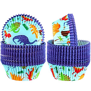 200 Pieces Dinosaur Cupcake Wrappers Dino Cupcake Holders Dinosaur Baking Cups Dinosaur Cupcake Liners for Baby Shower Wedding Birthday