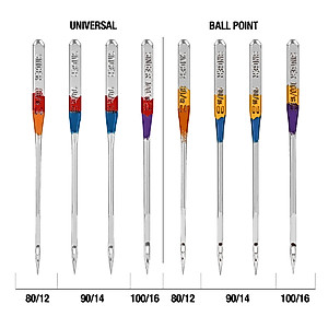 SINGER Universal Regular & Ball Point Sewing Machine Needles, Sizes 80/12, 90/14, 100/16-10 Count