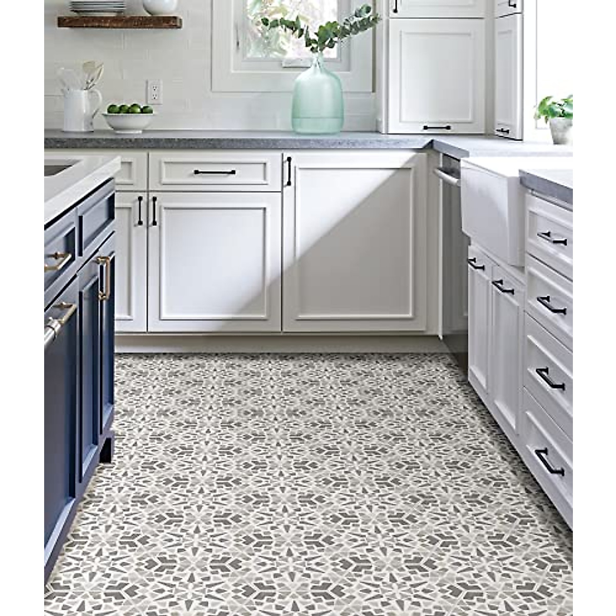 FloorPops 9" x 10.4" Ribera Peel & Stick Hexagon Vinyl Floor Tiles (10 Tiles), (4.5 sqft/Carton), Gray