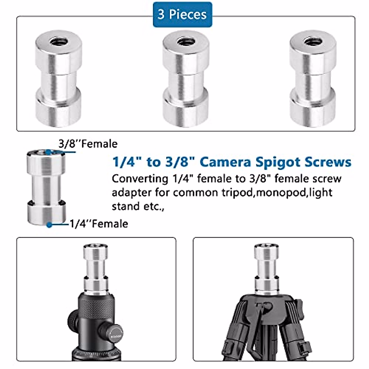 Camera Tripod Adapter, ChromLives 26Pack Camera Screw Mount Set 1/4 to 1/4 Tripod Screw,1/4 to 3/8 Camera Mount Adapter,Hot Shoe Adapter,Tripod Mount Adapter Set for Tripod/Monopod/Quick Release Plate