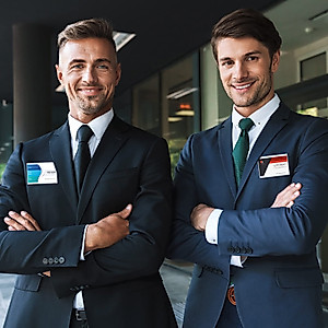 200 Pcs Pin Style Name Badge Holders ID Name Tags with Pins Clear Plastic Badge Holder with Inserts ID Card Plastic Name Badge Sleeve, 2.44 x 3.58 Inch (Silver Clip)