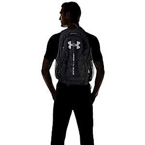 Under Armour unisex-adult Hustle Mesh Backpack , (001) Black / / White , One Size Fits Most