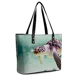 Womens Handbag Sea Turtle Leather Tote Bag Top Handle Satchel Bags For Lady