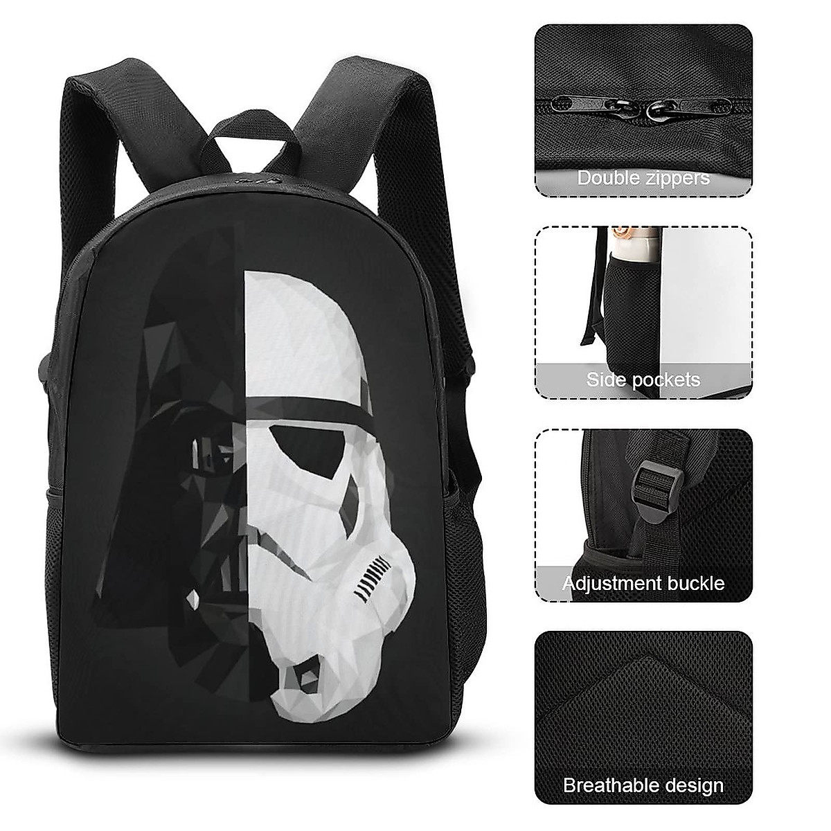 Fevedeco Stormtroper Cartoon Backpack Set 3 Pack Anime Junior Primary Schoolbag Lunch Box Pencil Case for Kids Shoulder Bags 17 Inch 3Pcs
