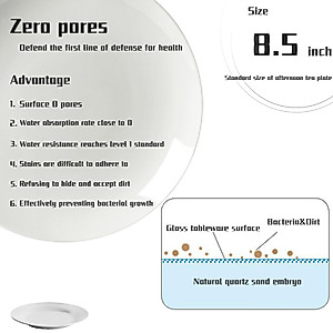 Ygmackin Amazon 8-Piece White Dinner Plates Set, Triple Layer Glass and Chip Resistant, Lightweight Round Plates,Dessert Plate, Dinnerware Set, Winter Frost White, 8.5 inches