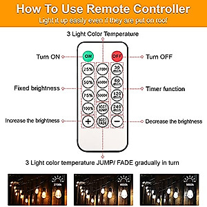 Mlambert 3 Color Outdoor LED Dimmable String Lights for Patio with Remote, Plug in 48FT Waterproof Edison Bulb, Warm White Daylight White Shatterproof Light for Cafe Bistro Pergola