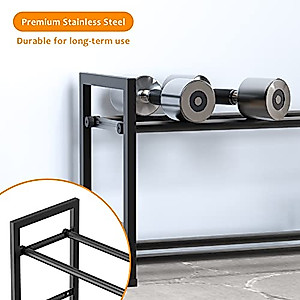 Bumusty Expandable 2 Tier Shoe Organizer Rack, Shoe Rack for Closet, Closet Shoe Rack Storage, Small Shoe Rack for Entryway Small Space Floor Door, Black