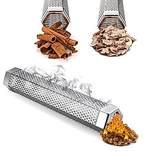 SameTech Pellet Smoker Tube 12’’ Stainless Steel Perforated BBQ Pellet Smoker Tube - 5 Hours of Billowing Cold Smoke for for Any Grill or Smoker, Hot/Cold Smoking (12 Inch)