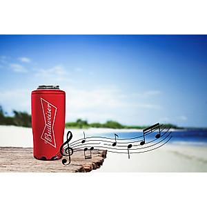 Budweiser Can/Bottle Cooler Built-in Bluetooth Speaker - Double Insulated Beverage Holder, Portable Cooler, Bluetooth 5.0 Technology, 100% Leak Proof,12 or 16 oz Cans, Regular or Slim Cans