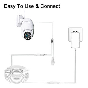 WILDHD DC Power Extension Cable 33ft 1.35mm x 3.5mm Compatible with 5V DC Adapter Cord for CCTV Security Camera IP Camera Standalone DVR (33ft DC3.5mm Plug White)