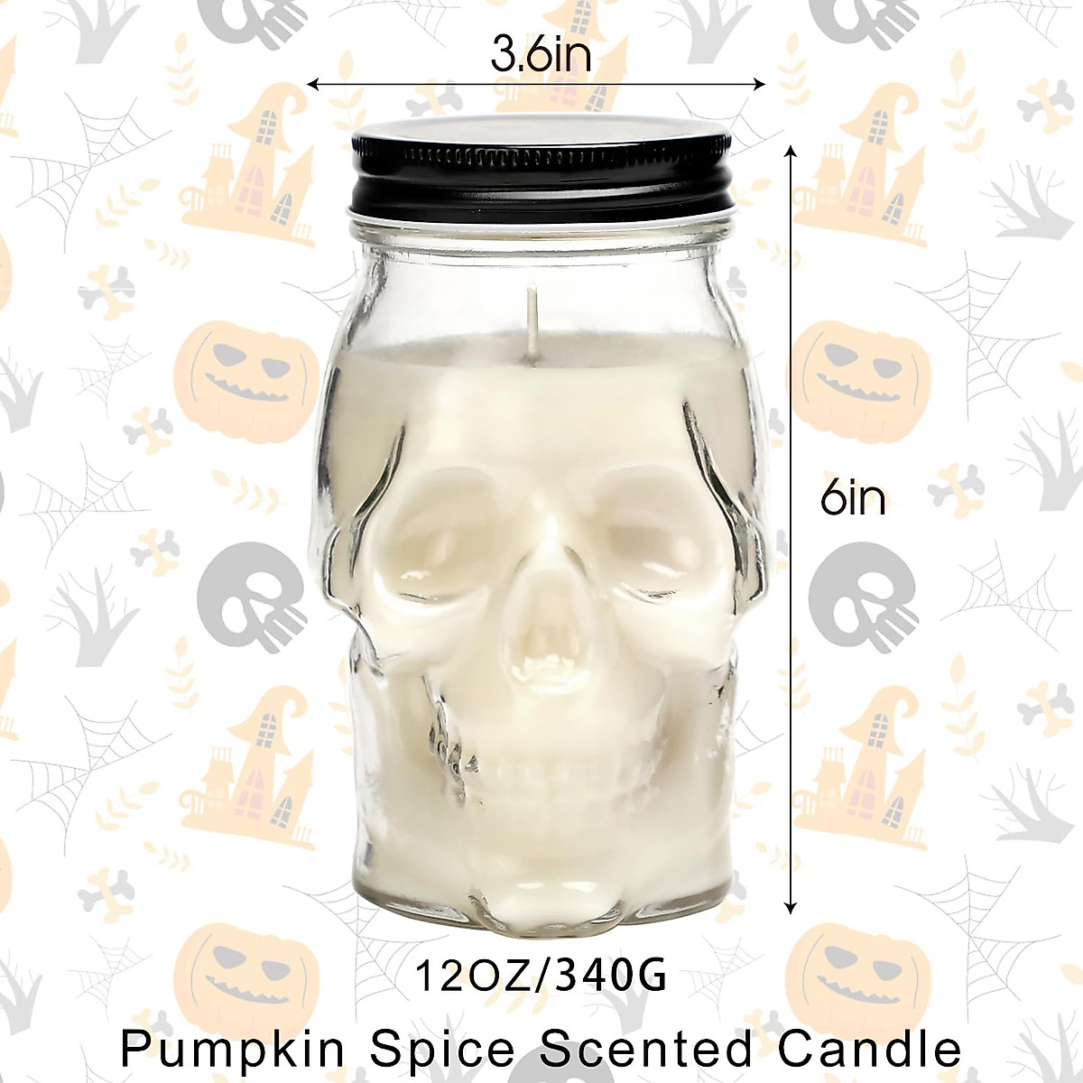 Gothic Skull Candle, Large Skull Candle Halloween Gothic Decorations for Home Table Bar Indoor Room,Scary Halloween Decorations Indoor White