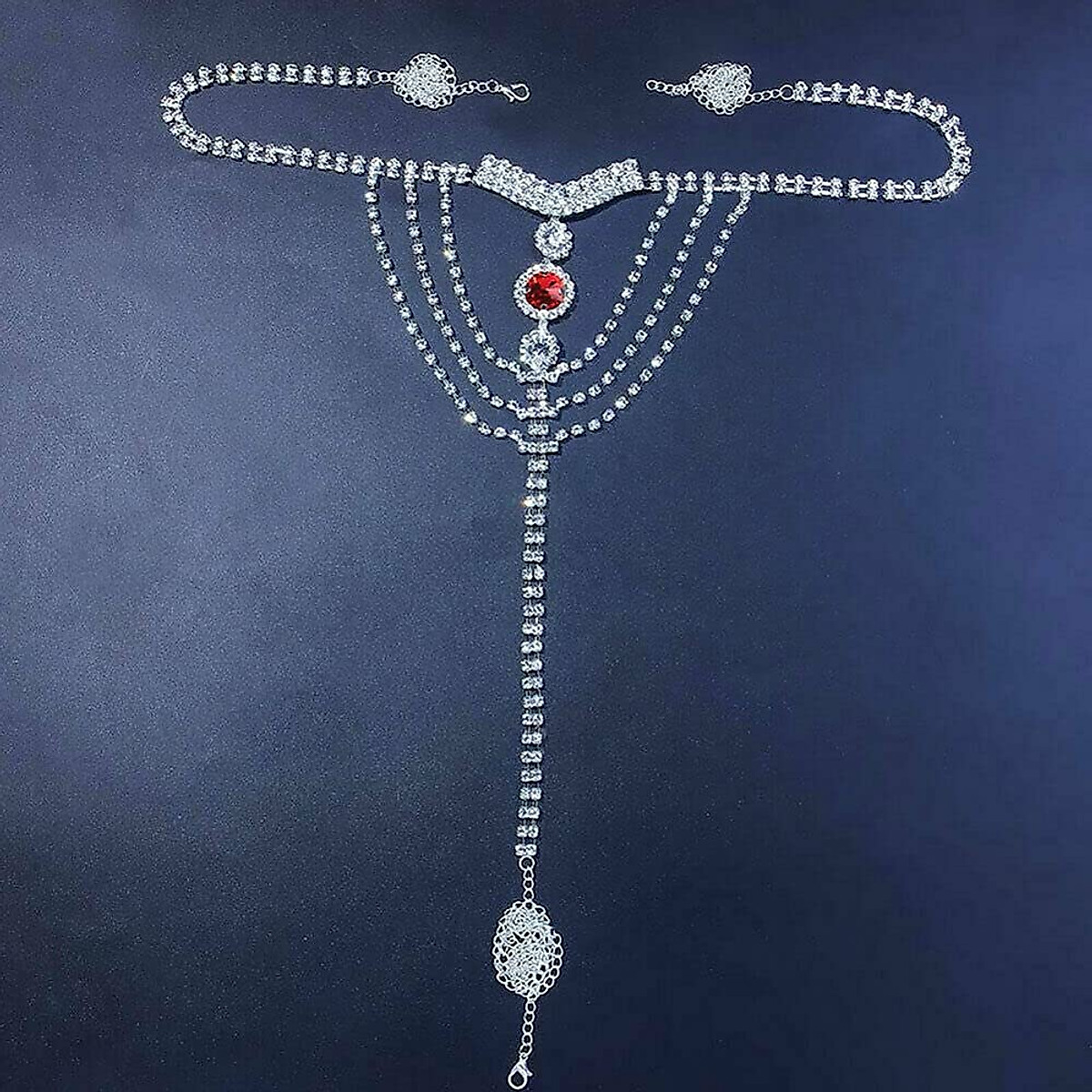 Sexy Chain Crystal Thong Panties for Women Rhinestone Body Waist Chains Jewelry