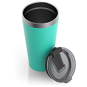 RTIC Pint 16 oz Insulated Tumbler Stainless Steel Metal Coffee, Frozen Cocktail, Drink, Tea Travel Cup with Lid, Spill Proof, Hot and Cold, Portable Thermal Mug for Car, Camping, Sea Glass