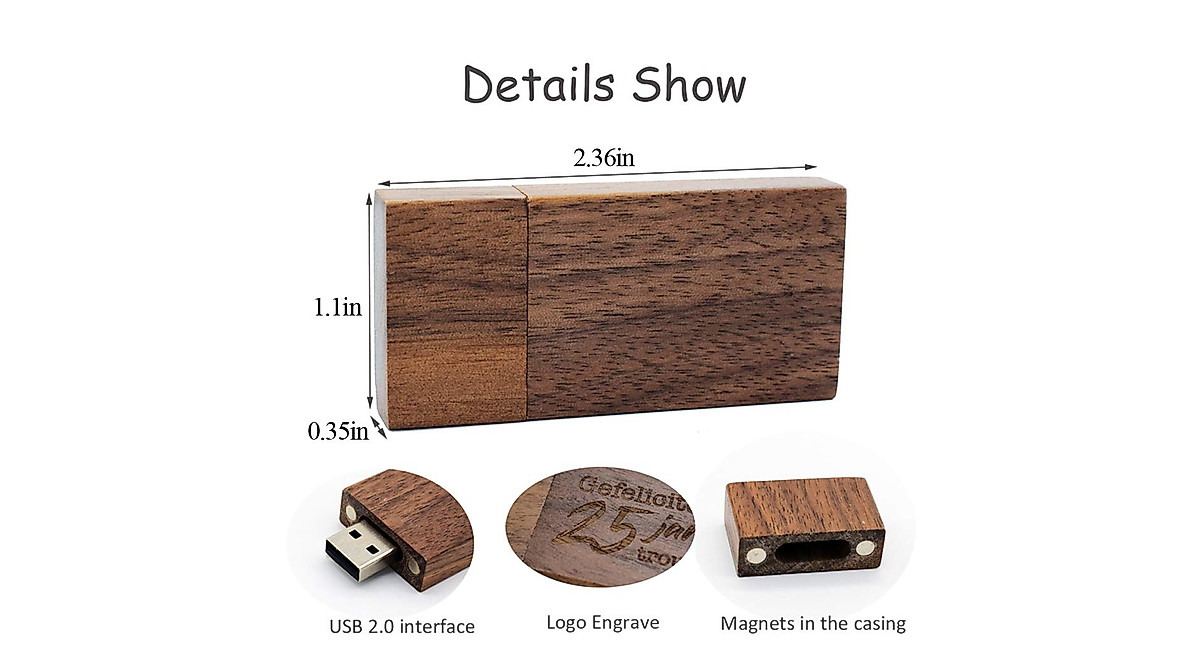 Personalized 32GB Wooden USB Drive with Custom Logo | Wedding & Gift
