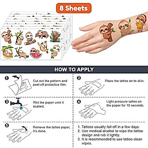 Sloth Temporary Tattoos Sticker for Kids 82 PCS Jungle Animal Themed Birthday Party Supplies Favors Decorations Gifts for Girls Boys Baby Showers Prizes Cute Tattoo School Reward Halloween Christmas