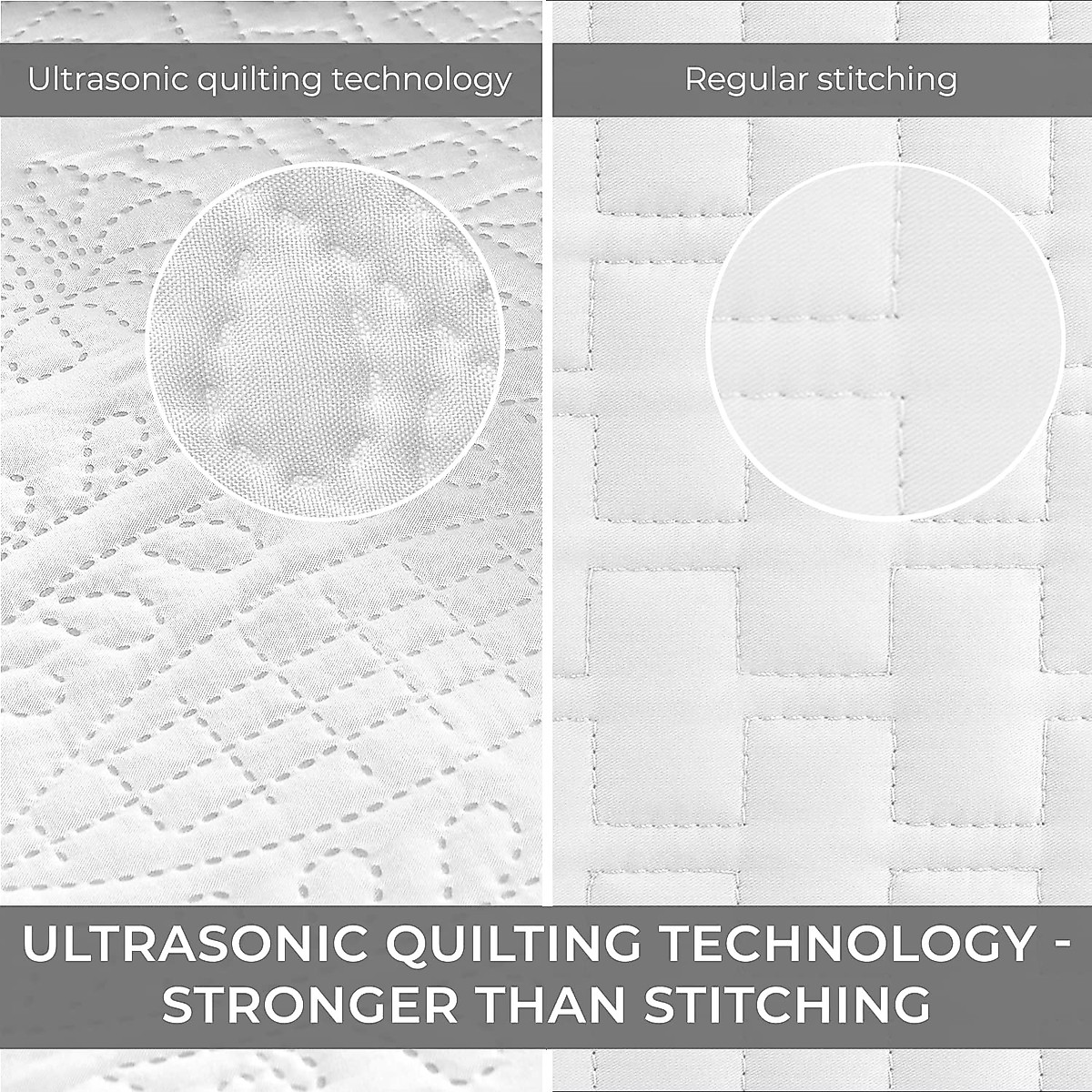 Mellanni Full/Queen Bedspread Coverlet Set - Bedding Cover with Shams - Ultrasonic Quilting Technology - 3 Piece Oversized Quilt Set - Bedspreads & Coverlets (Full/Queen, White)