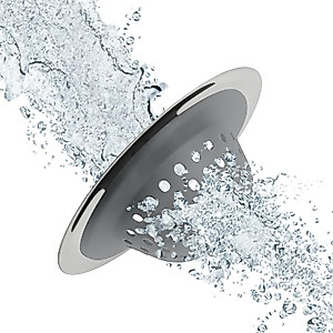 Kitchen Set of 2 Sink Strainers, Flexible Silicone Good Grip Kitchen Sink Drainers, Traps Food Debris and Prevents Clogs, Large Wide 4.5’ Diameter Rim Gray