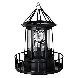 Cabilock LED Rotating Lighthouse Solar Beacon Tower Lamp Water Resistant Lighthouse Light Ornament for Garden Yard Outdoor Decor