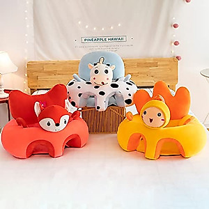 Baby Sitting Chair Cover Animal Shaped Kids Learning Sitting Chair Cover Support Sofa Infant Plush Seats Baby Sofa Seat Cover for Toddlers - Without Filled Cotton (D)