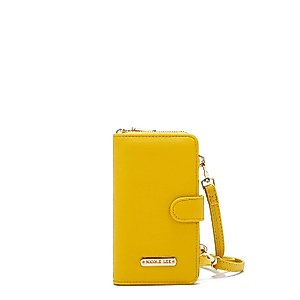 Nicole Lee 2 Pieces Phone Case Wallet Crossbody Wallet with Crossbody Strap, Vegan Leather, Phone Size Fits Most (MUSTARD)