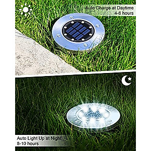UFOND 12 Pack Solar Ground Lights，Outdoor Waterproof LED Solar Garden Lights, Disk Lights for Lawn Pathway Yard Walkway Driveway Patio Deck, Solar Lights (Cold White)