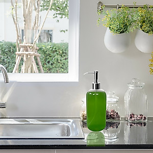 Clear Soap Dispenser with Rust Proof Pump, (3 Pack, 16 Oz) Plastic Hand Soap Bottles for Bathroom & Kitchen, Refillable for Liquid Dish Soaps, Hand Soaps & Lotion