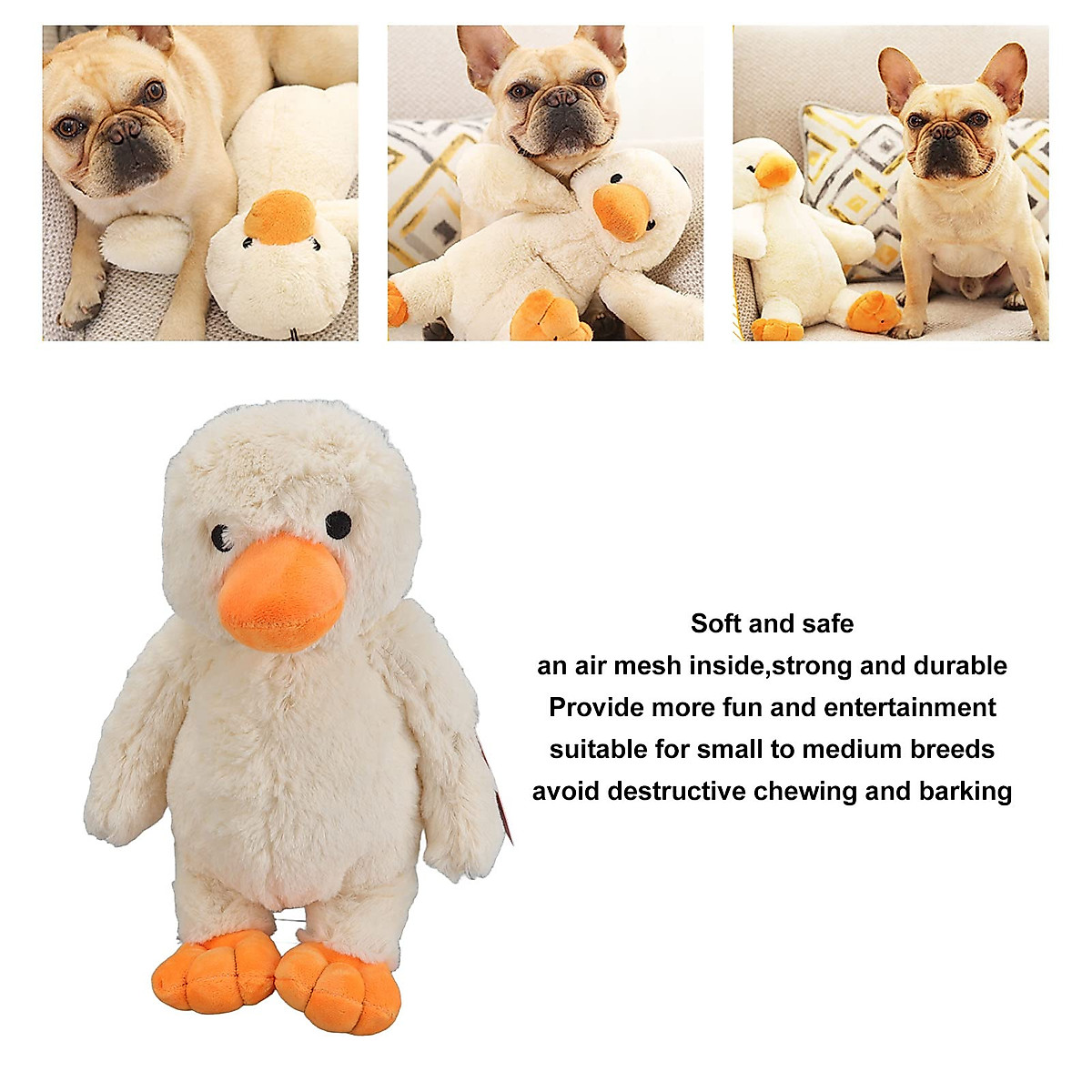TITA-DONG Dog Plush Duck Squeaky Toy, Dog Cat Play Interactive Toys Relieve Boredom Bite Resistant Squeaky Toys Dog Chew Toys Teeth Cleaning Dog Toys for Small Medium Dogs Pets Supplies(L)