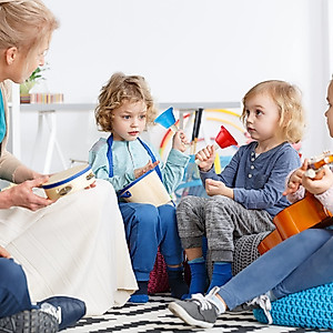 Zhanmai 16 Pieces Music Bells Include 8 Notes Hand Bells and 8 Desk Bells Colorful Diatonic Metal Bells for School Wedding Church Chorus Holiday Party Supplies, 2 Styles