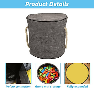 GBACHOOSE 2Set Toys Storage Organizer and Play Mat for Kids, Round Toy Storage Bin with Large Play Mat Organizer, Toy Storage Organizer for Building Bricks & Blocks(12.6x11 In)