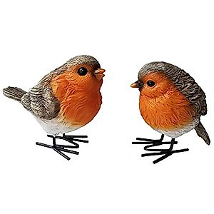 UXMOO Polyresin Garden Robin Birds S/2 Ornaments Backyard Decor Statues for Yard and Patio Lawn Cute Birds Indoor Outdoor Home Decoration Figurines Animal Statue Sculpture-92…