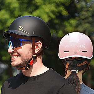 Cute Style Motorcycle Open Face Helmet with Visor, Vespa Youth DOT/ECE Certified Sunscreen Retro Half Helmet Summer Cruiser Jet Pilot Scooter Moped Motor Helmet for Men Women (E,Medium)