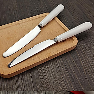 Meiyahome 3-piece set 20CM 8-inch Main fork steak tableware table-knife knife fork Dinner spoon 18-10 Stainless steel exquisite Ceramic handle