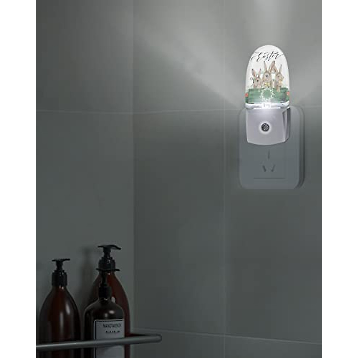 RisQiten Easter Bunny Night Light, LED Plug in Night Light, Green Truck Spring Eucalyptus Leaf Wreath Night Lights with Dusk to Dawn Sensor Decorative Kids/Adults Nightlight for Bedroom Bathroom