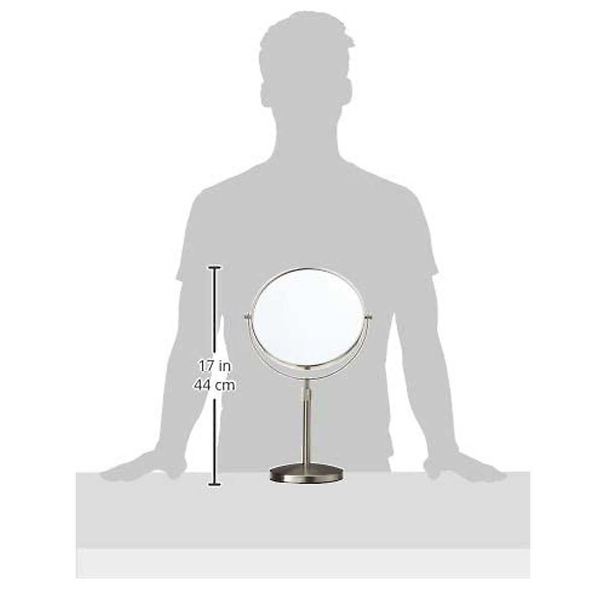 JERDON Two-Sided Tabletop Makeup Vanity Mirror - 5X-1X Magnification & Swivel Design - 9-Inch Diameter Mirror with Adjustable Height - Polished Chrome Finish - Model JP4045C