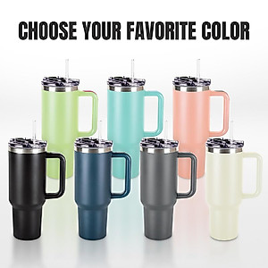 Personalized 40 Oz Tumbler with Handle, Custom Tumbler With Name - Lid and Straw, Stainless Steel Coffee Tumbler Travel Coffee Mug Cup, Personalized Gift for Women Men Birthday