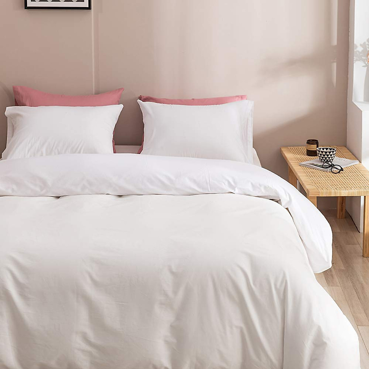 CLOTHKNOW White Twin Comforter Set 3Pcs White Bedding Comforter Sets Plain White Comforter Twin Kids Boys Girls Comforter Soft White Bedding Sets White Bed Comforter Sets Twin