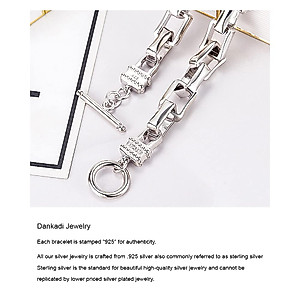 Meilanduo Solid 925 Sterling Silver Cube Link Chain Two Locks Necklace Chunky Thick Large Necklace 10.5mm Heavyweight Necklace for Men & Women (22 Inches)