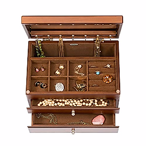Mele & Co Brisbane Wooden Jewelry Box in Walnut Finish