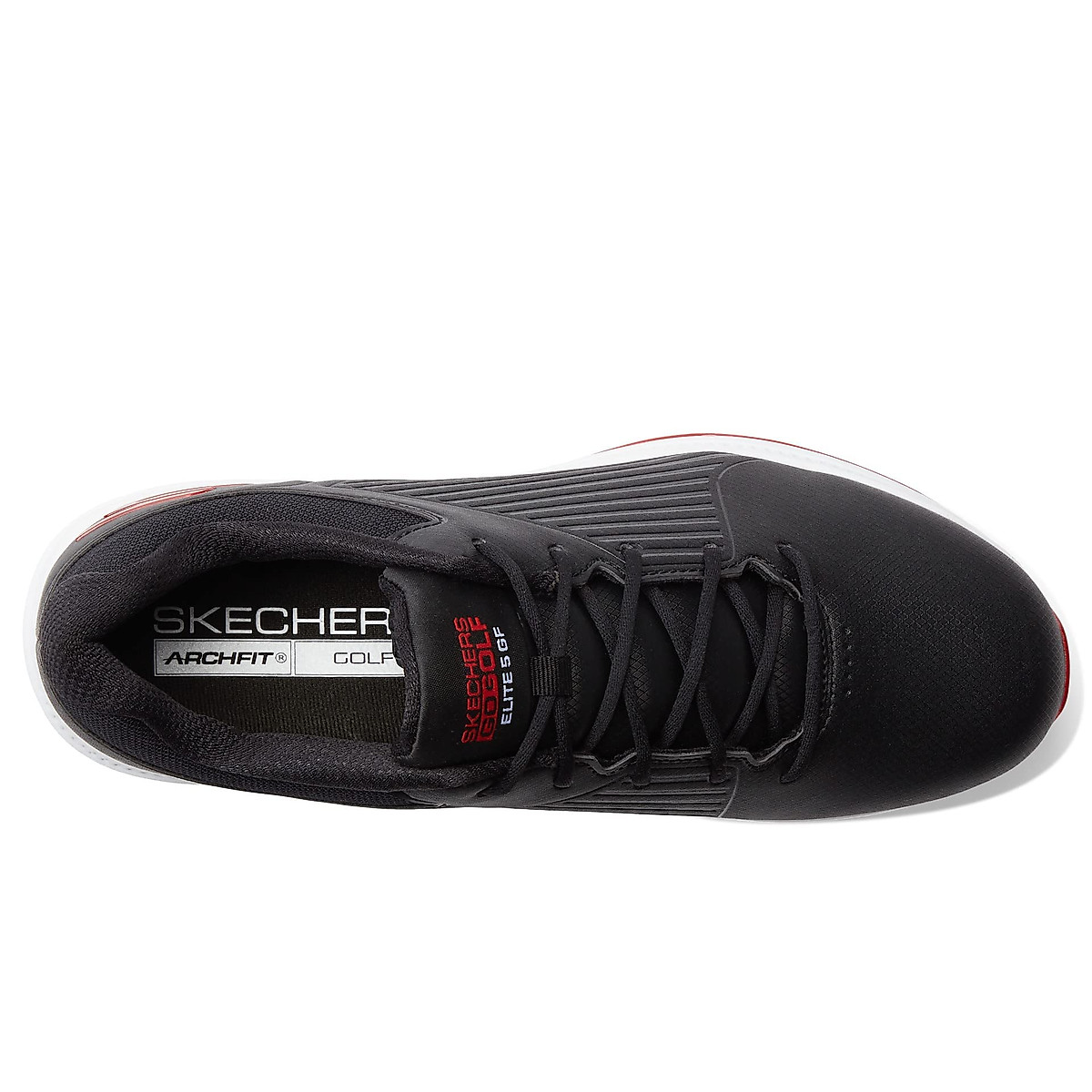 Skechers Men's Elite 5 Arch Fit Waterproof Golf Shoe Sneaker, Black/Red, 10.5 Wide