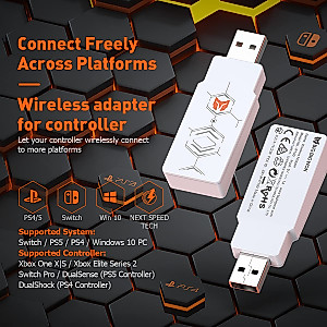 Controller Adapter, BIGBIG WON Wireless Bluetooth Controller Adapter for Xbox One X|S/Elite Series 2/PS5/PS4/Switch Pro Wireless Console Adapter for PS5/PS4/Switch/Windows 10 PC with a OTG Cable (1pc)