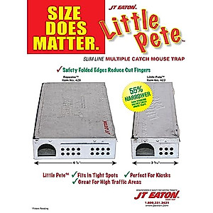 JT Eaton 420-BK Repeater Low Profile Multi Catch Mouse Trap with Solid Steel Lid, Black Powder Coat Finish, 10-1/4" Length x 6-1/4" Width x 2-7/8" Height (Case of 12)