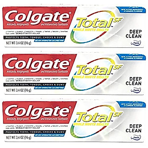 Colgate Total Toothpaste, Deep Clean, Paste 3.4 oz (Pack of 3)