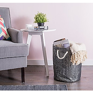 DII Woven Paper Storage Bin, Metallic Lurex, Black, Small Round