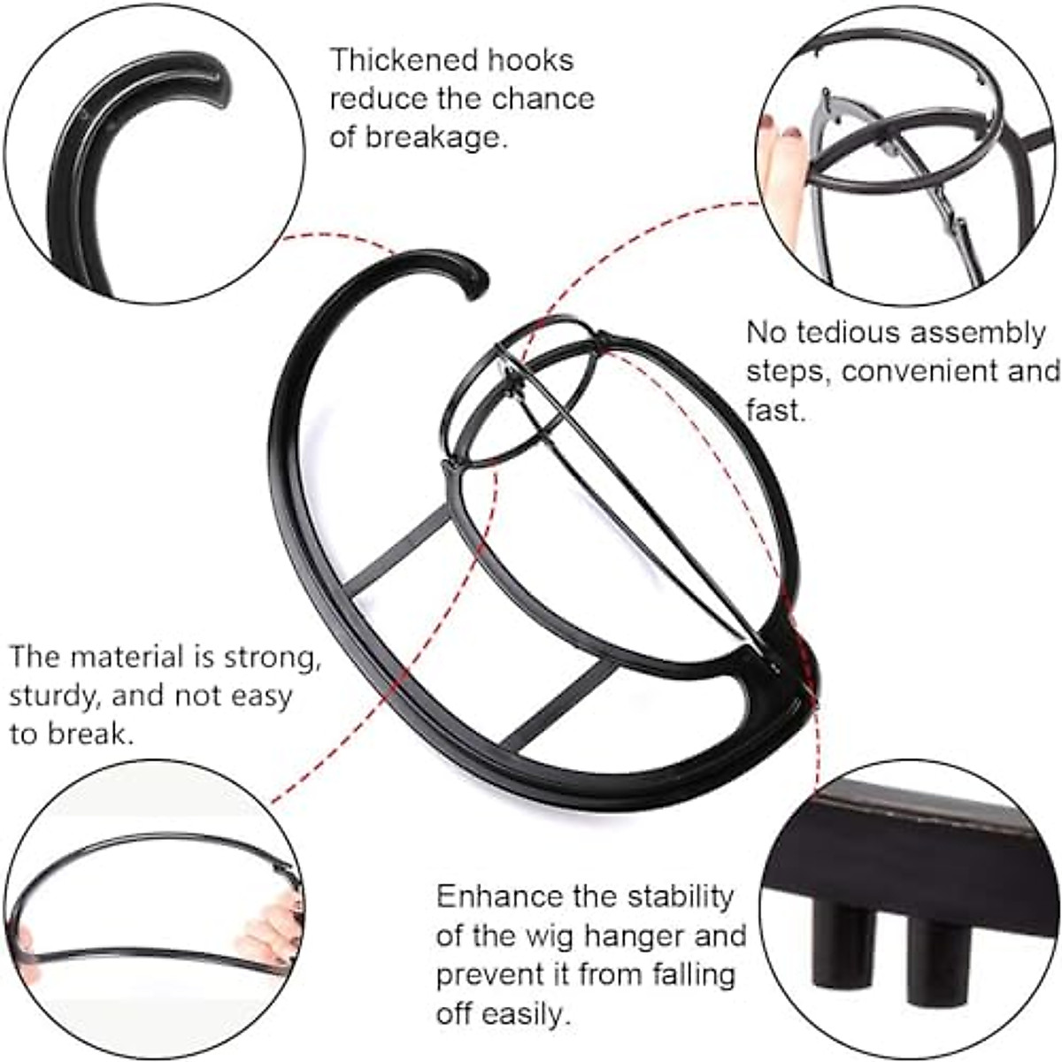 4 Pack Wig Hanger, Portable Hanging Wig Stand For Wigs and Hats, Collapsible Wig Dryer, Sturdy Wig Hanging stand, Collapsible Wig Display Holder Tool