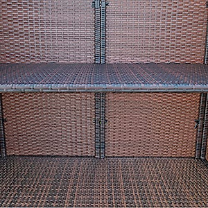 MCombo Patio Bar Set, Wicker Outdoor Table and 2 Stools, 3 Piece Patio Furniture with Storage for Poolside, Backyard, Garden, Porches 6085-1201 (Brown)