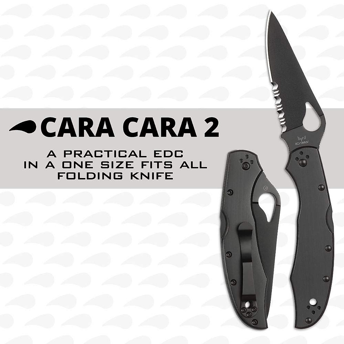 Spyderco Byrd Cara Cara 2 Knife with 3.75" Black Steel Blade and Durable Black Stainless Steel Handle - CombinationEdge - BY03BKPS2